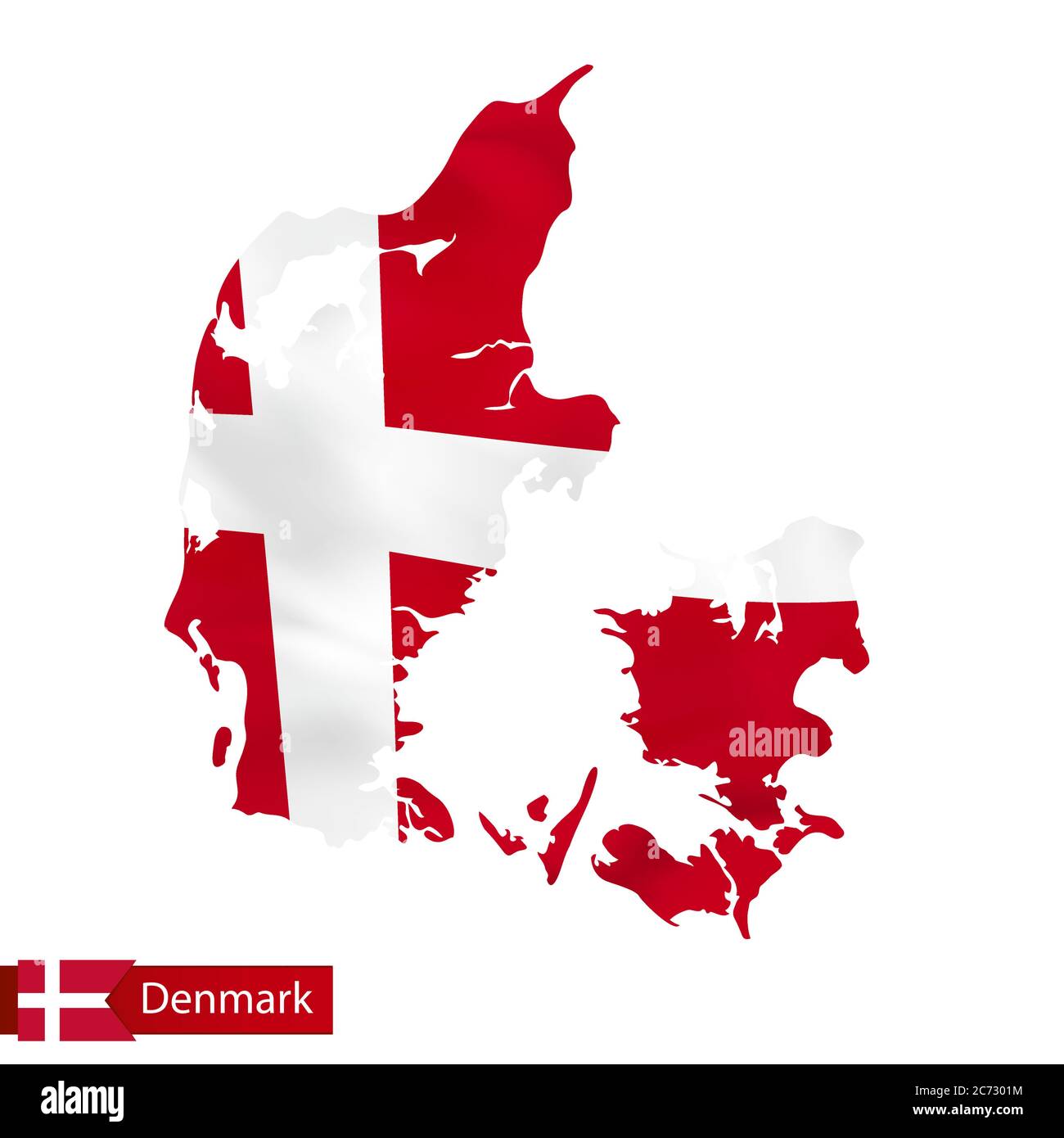 Denmark map with waving flag of Denmark. Vector illustration Stock ...