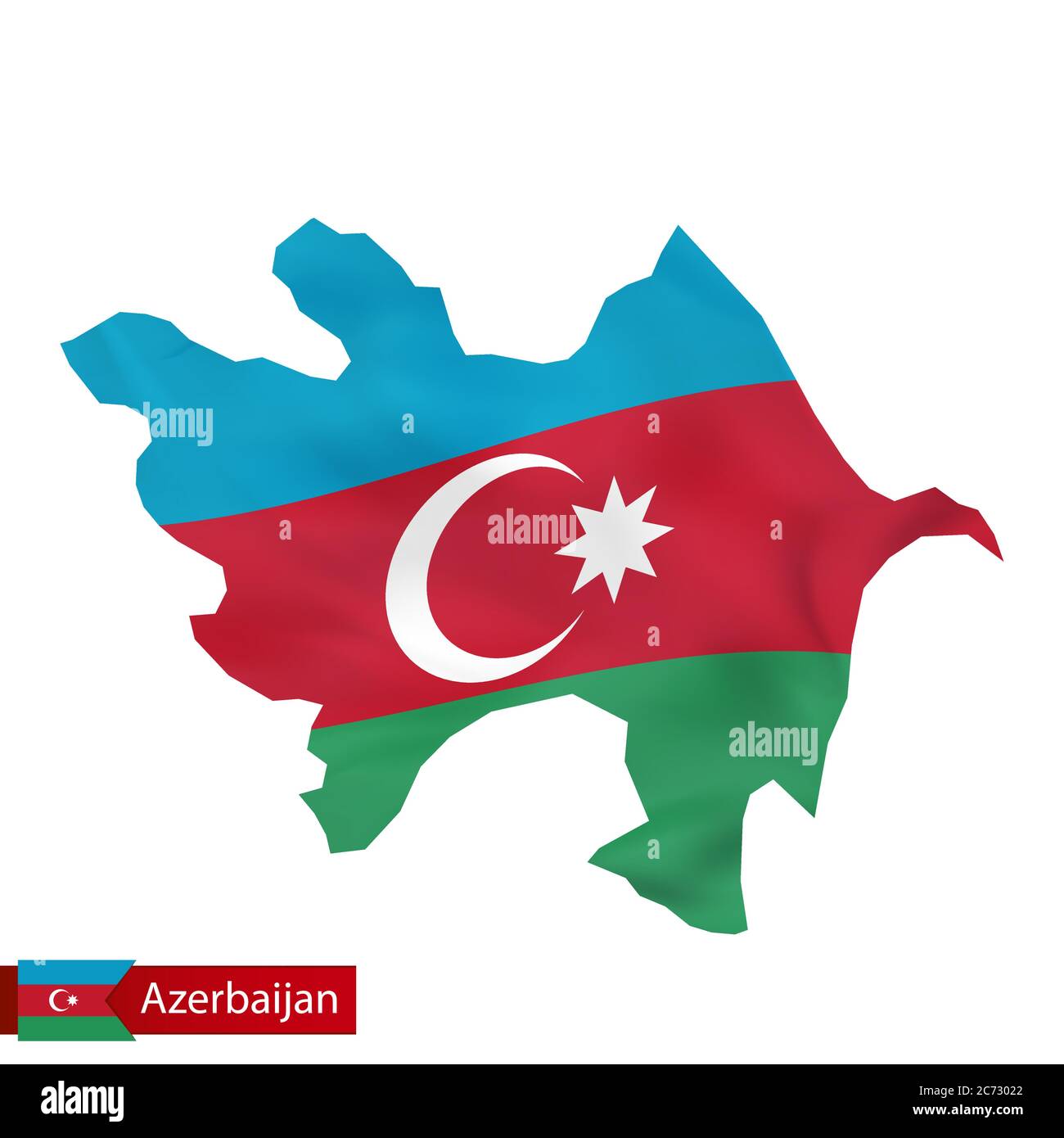 Azerbaijan map with waving flag of country. Vector illustration Stock ...