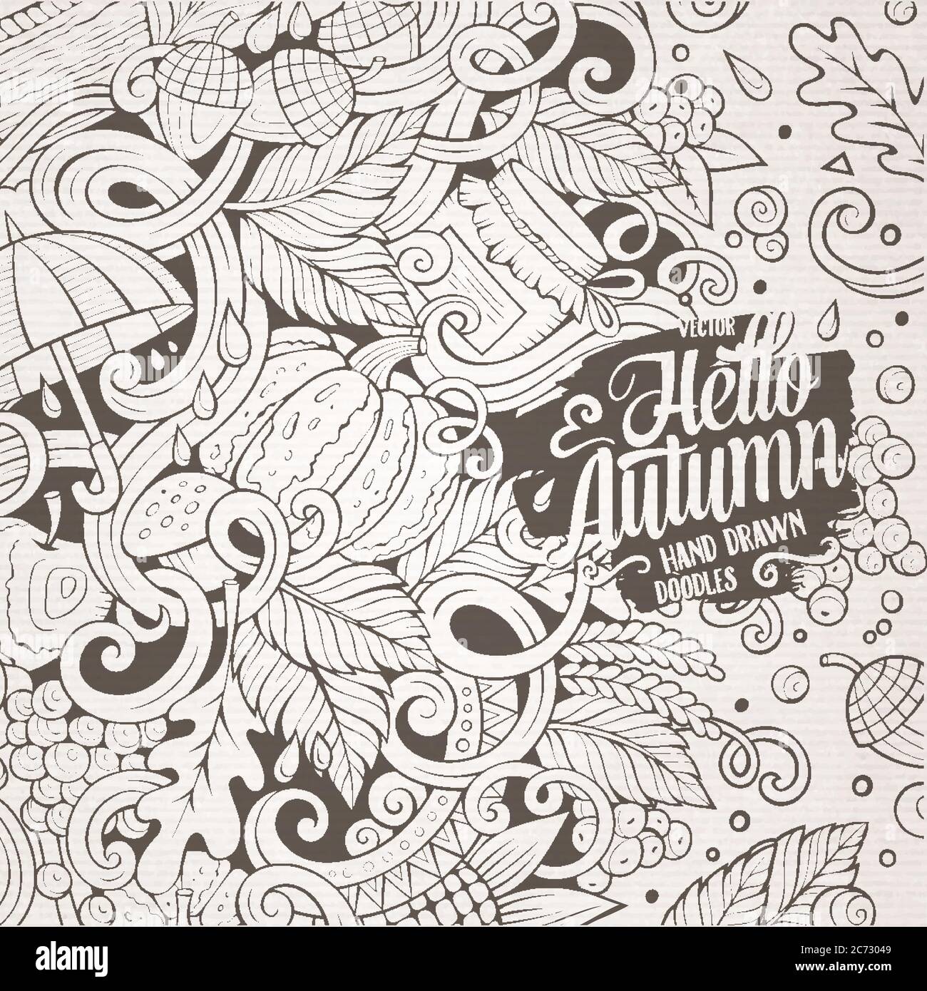 Cartoon cute doodles hand drawn Autumn frame design Stock Vector Image ...