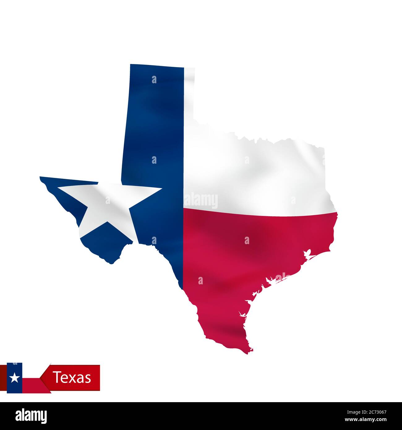 Texas state map with waving flag of US State. Vector illustration Stock ...