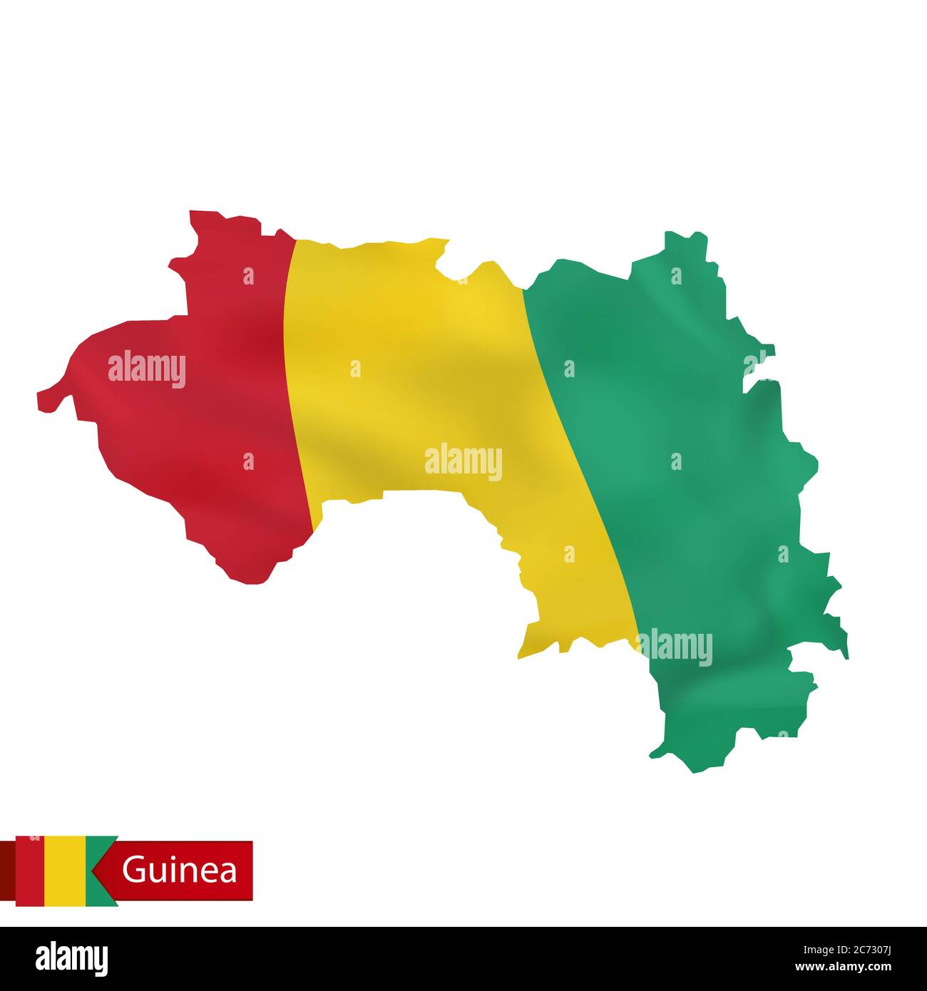 Guinea map with waving flag of country. Vector illustration Stock ...