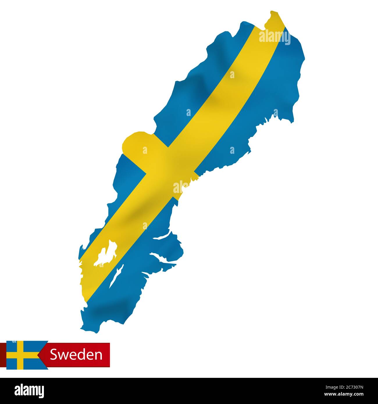 Sweden map with waving flag of Sweden. Vector illustration Stock Vector ...