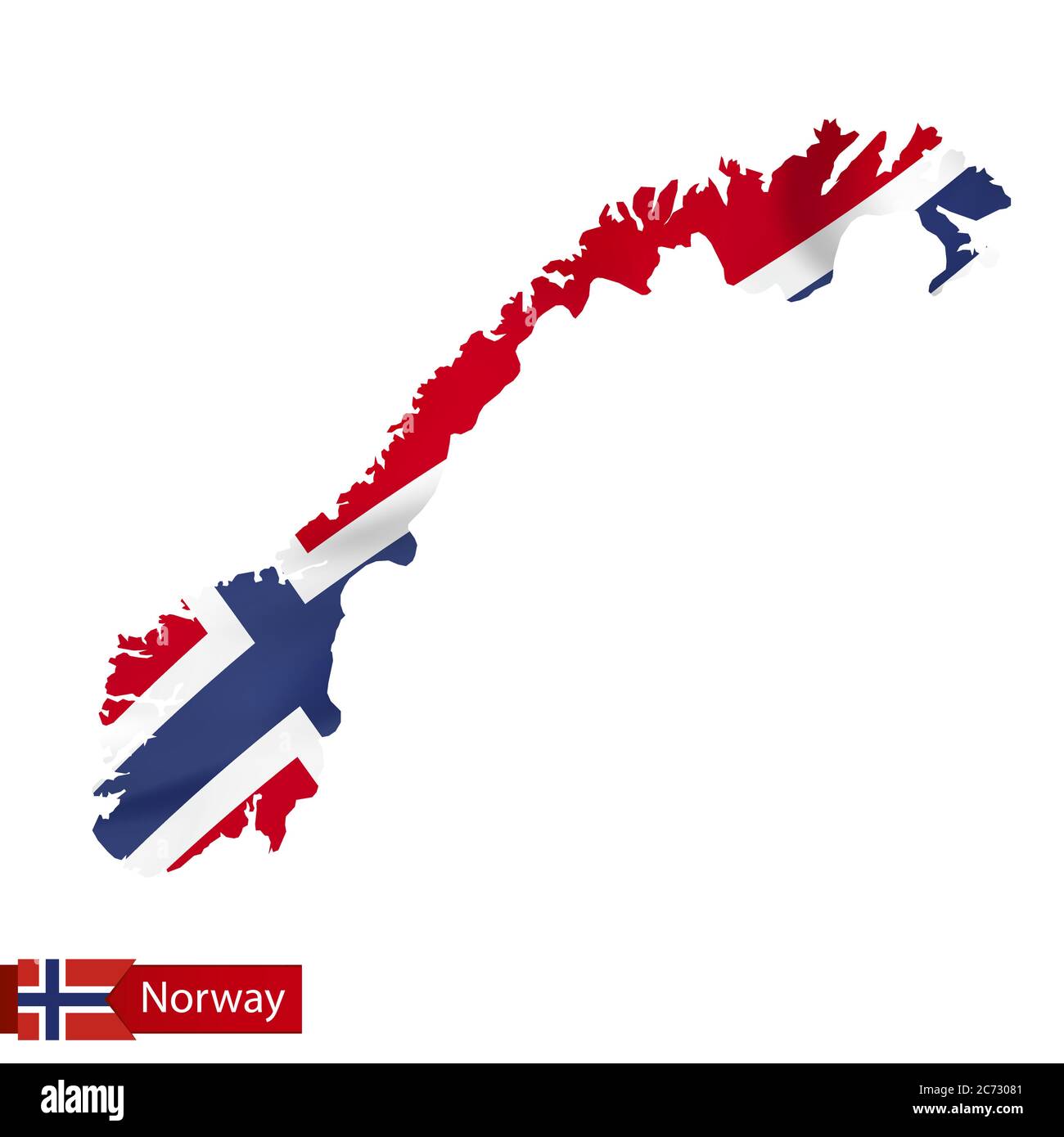 Norway map with waving flag of Norway. Vector illustration Stock Vector ...