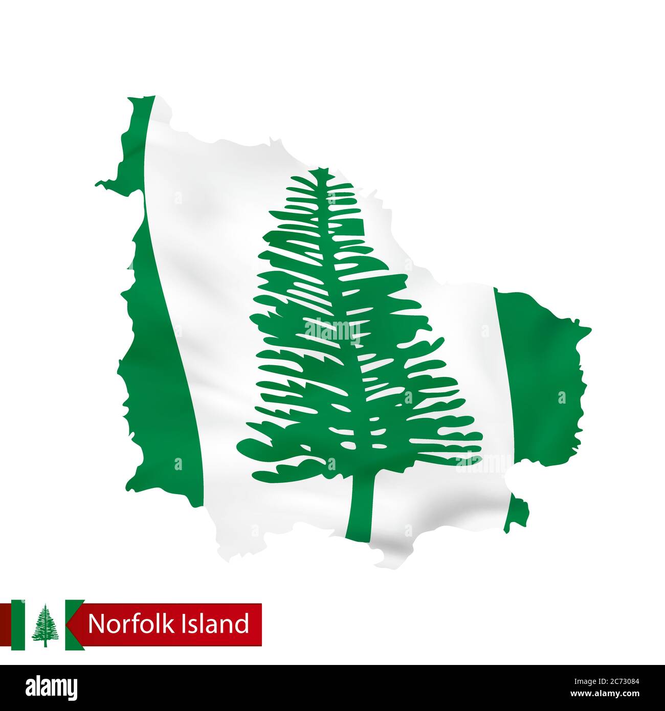 Norfolk Island map with waving flag of country. Vector illustration ...