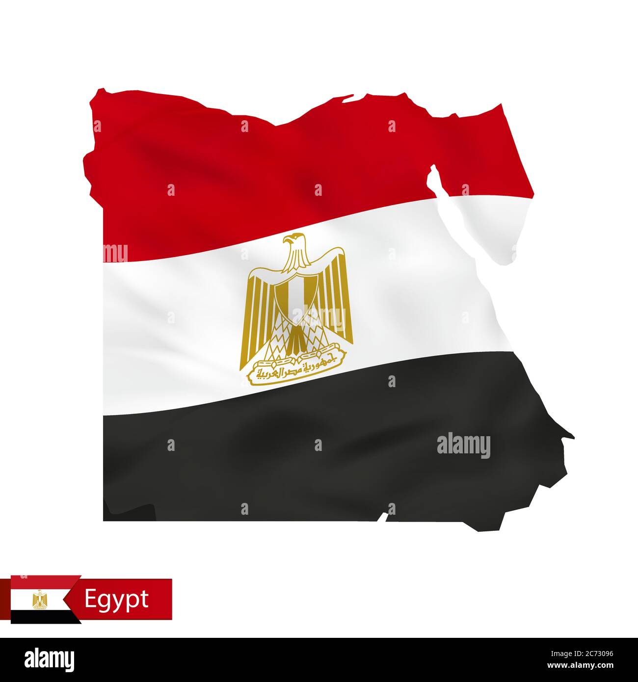 Egypt map with waving flag of country. Vector illustration Stock Vector ...