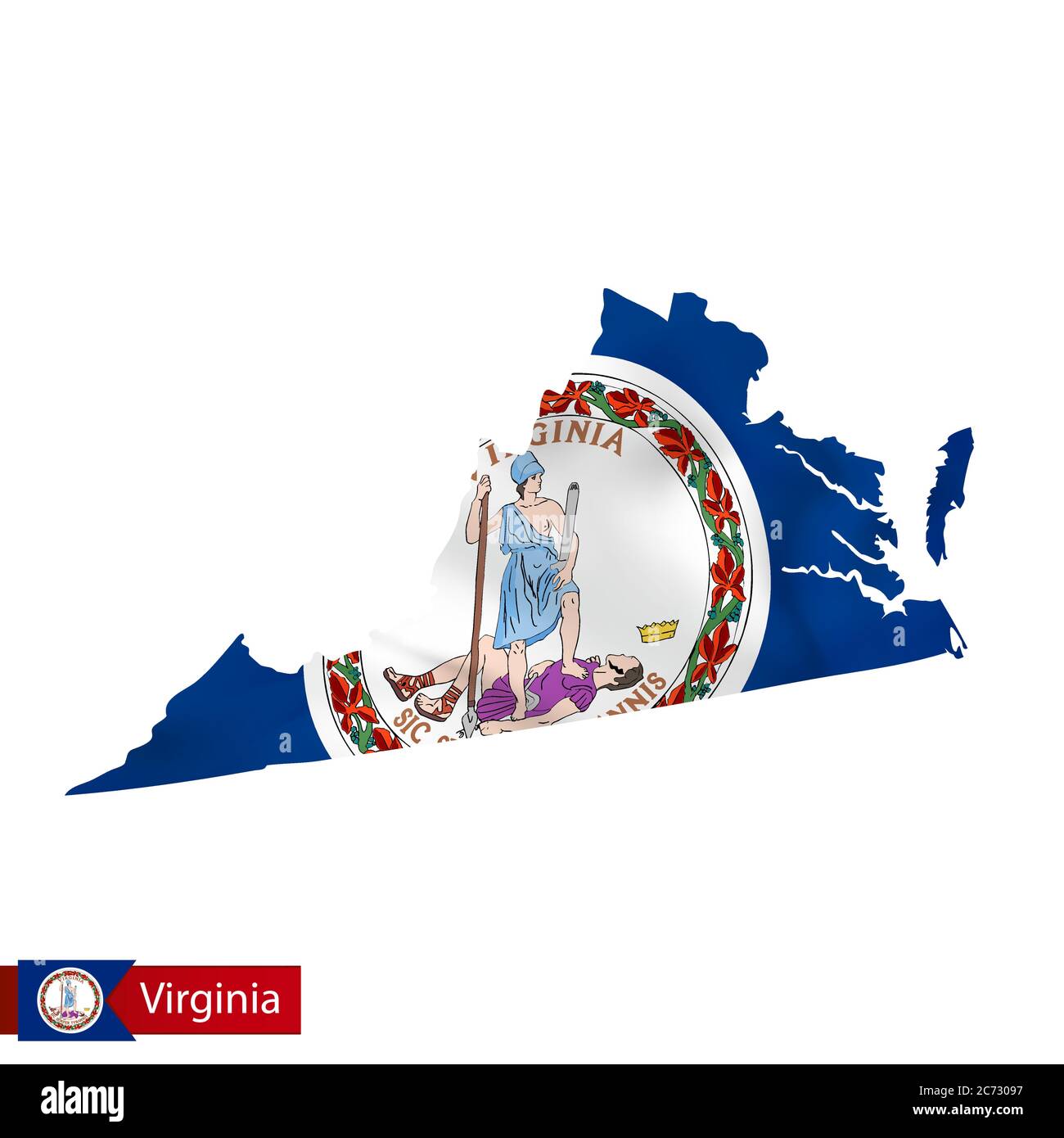 Virginia state map with waving flag of US State. Vector illustration Stock Vector Image & Art ...