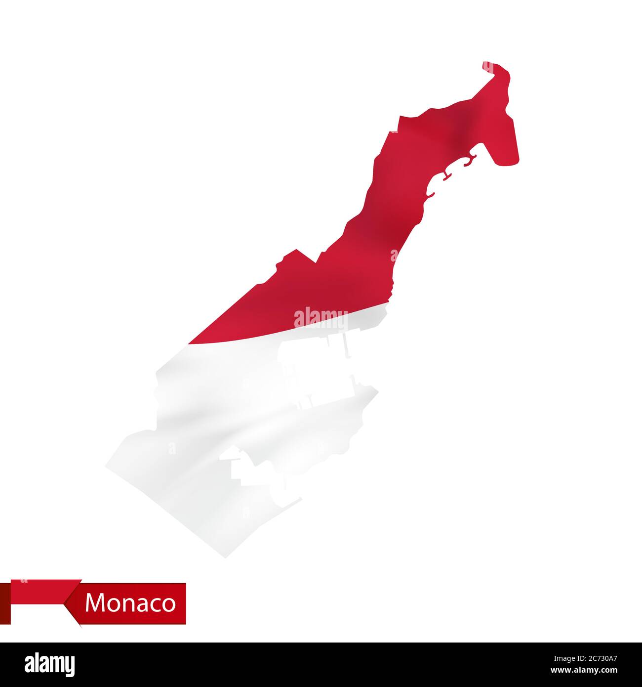 Monaco map with waving flag of Monaco. Vector illustration Stock Vector ...