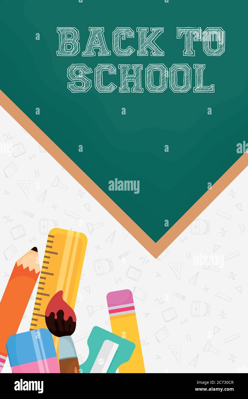 back to school poster with set supplies vector illustration design ...