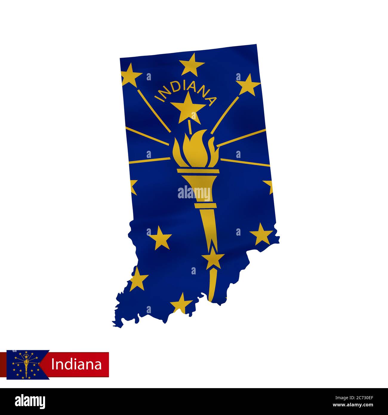 Indiana state map with waving flag of US State. Vector illustration ...