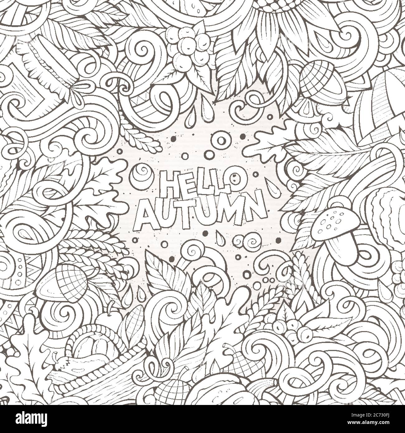 Cartoon cute doodles hand drawn Autumn frame design Stock Vector Image ...
