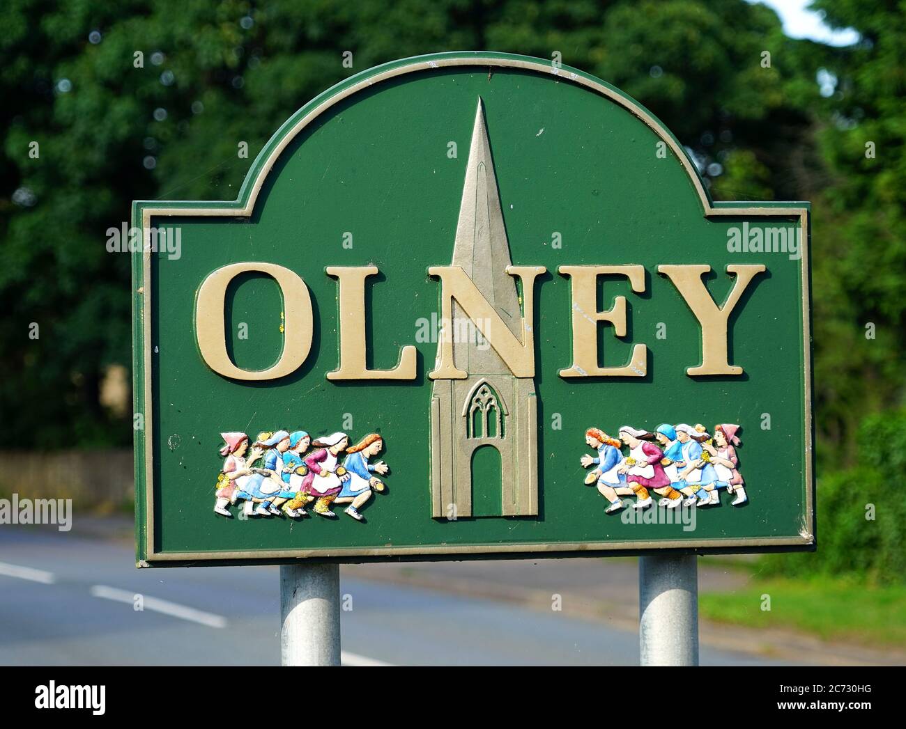 Olney town sign Stock Photo - Alamy