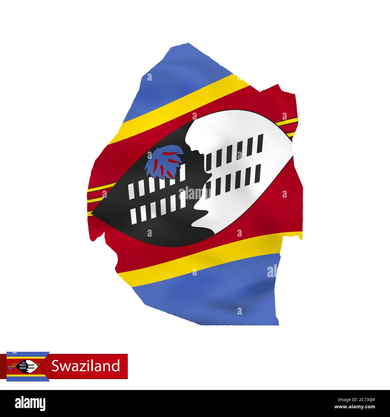 Swaziland map with waving flag of country. Vector illustration Stock ...