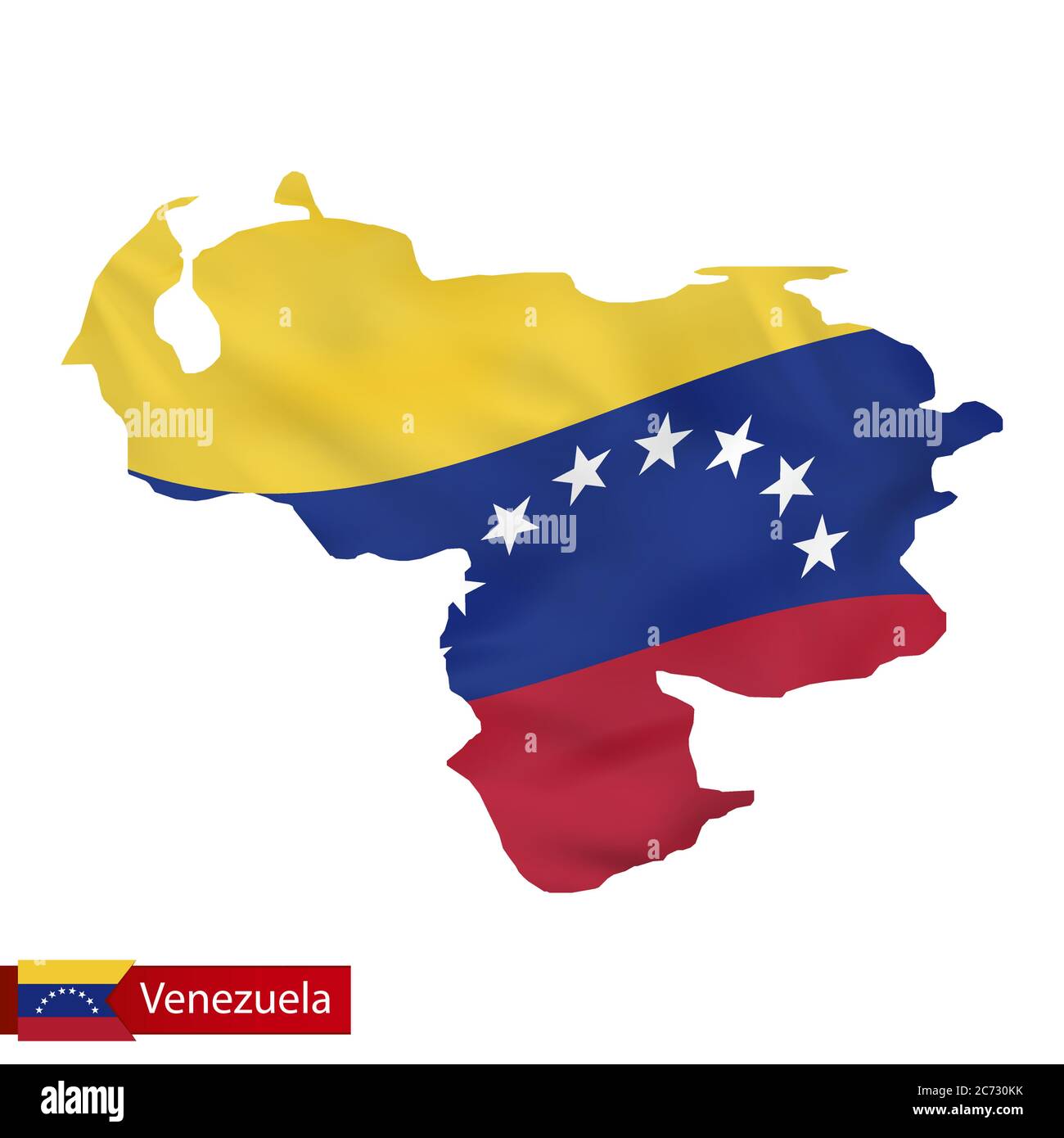 Venezuela map with waving flag of country. Vector illustration Stock ...