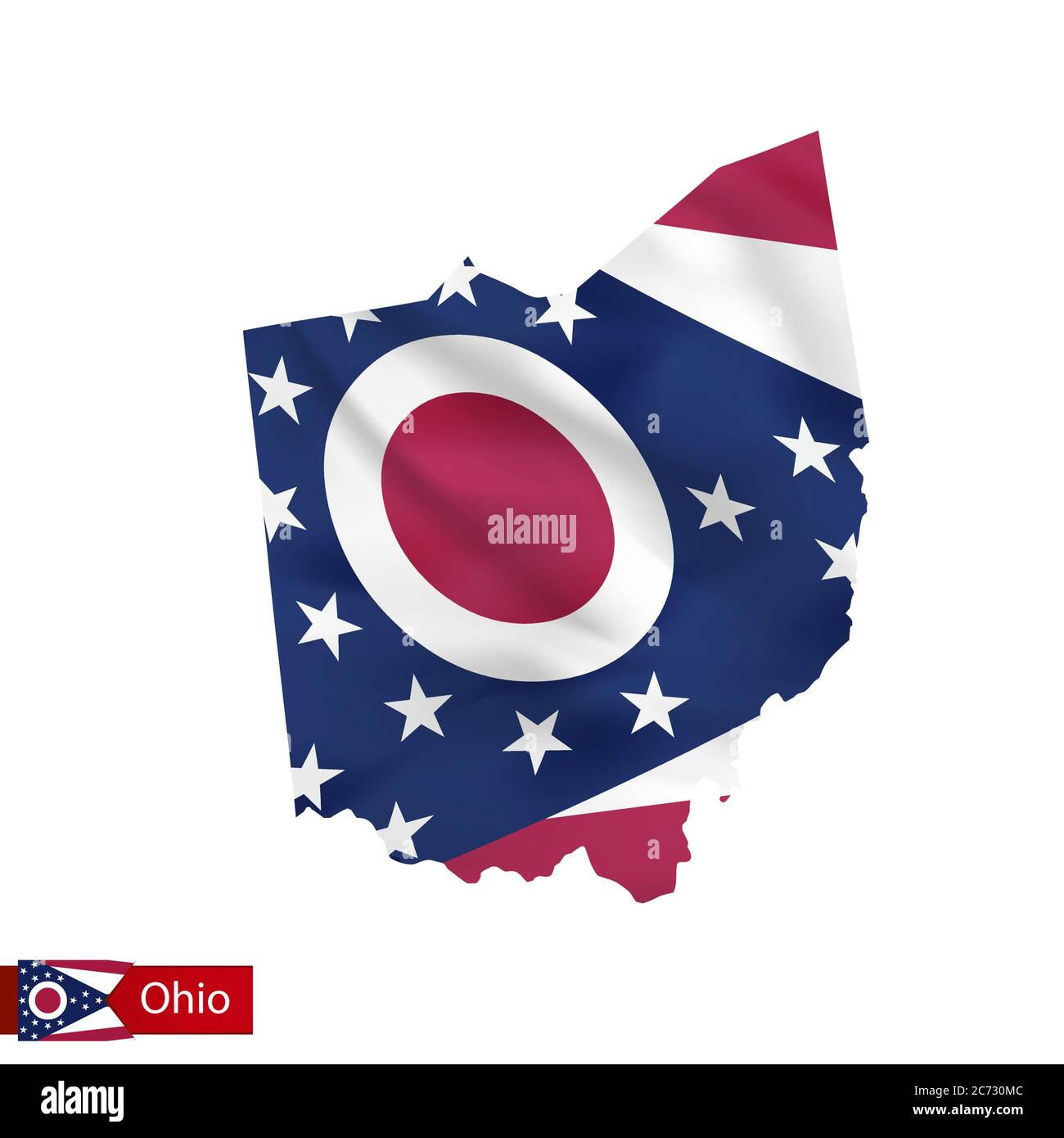 Ohio state map with waving flag of US State. Vector illustration Stock ...