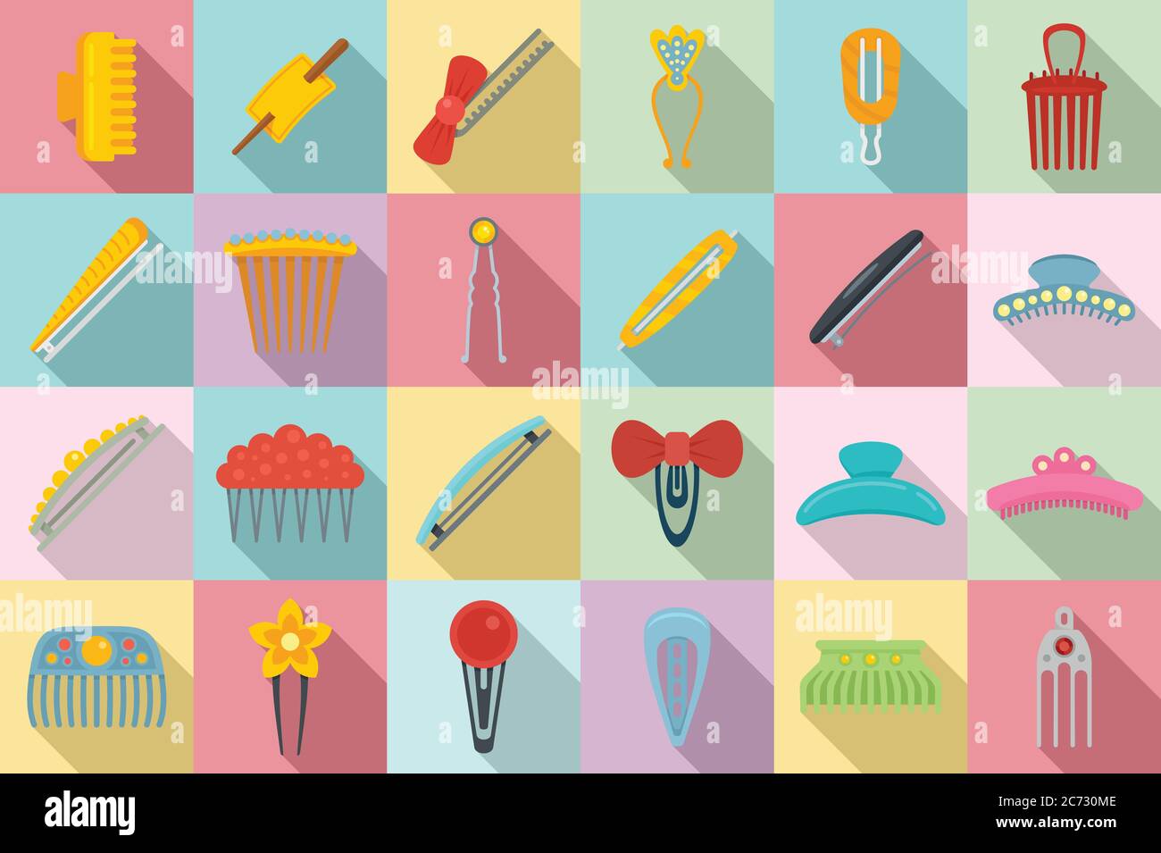 Barrette icons set. Flat set of barrette vector icons for web design ...
