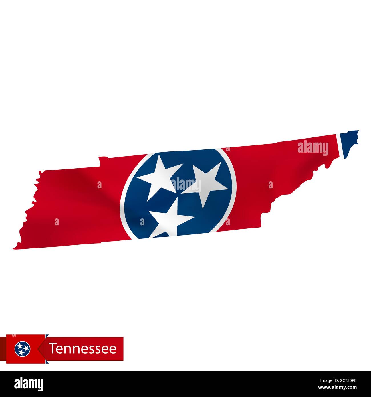 Tennessee state map with waving flag of US State. Vector illustration ...