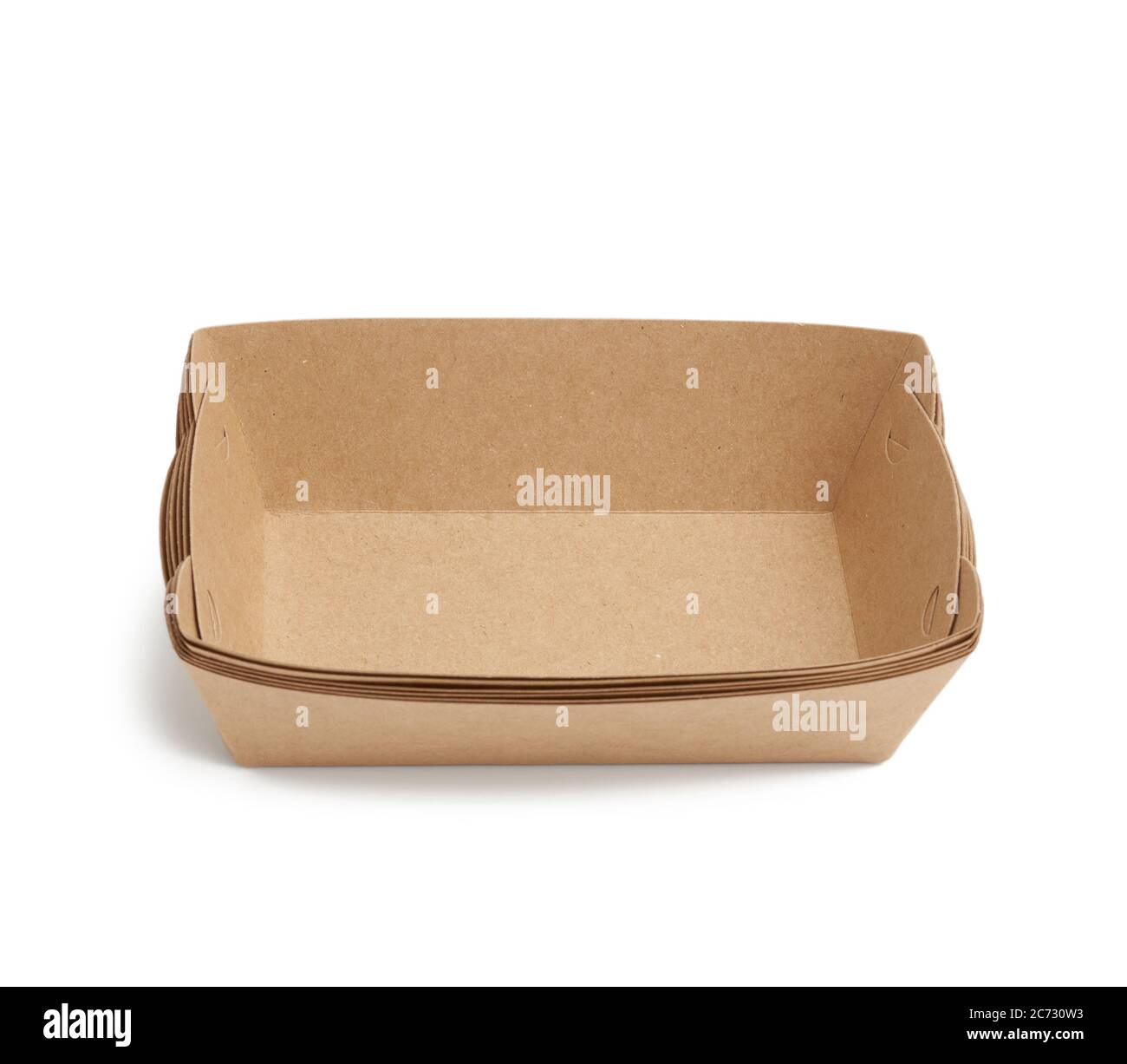 brown rectangular craft paper plate isolated on white background, top ...