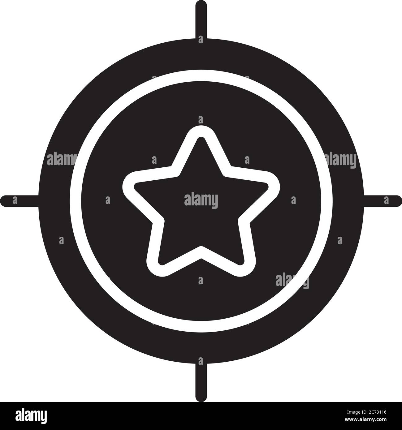 target with star icon over white background, silhouette style, vector ...