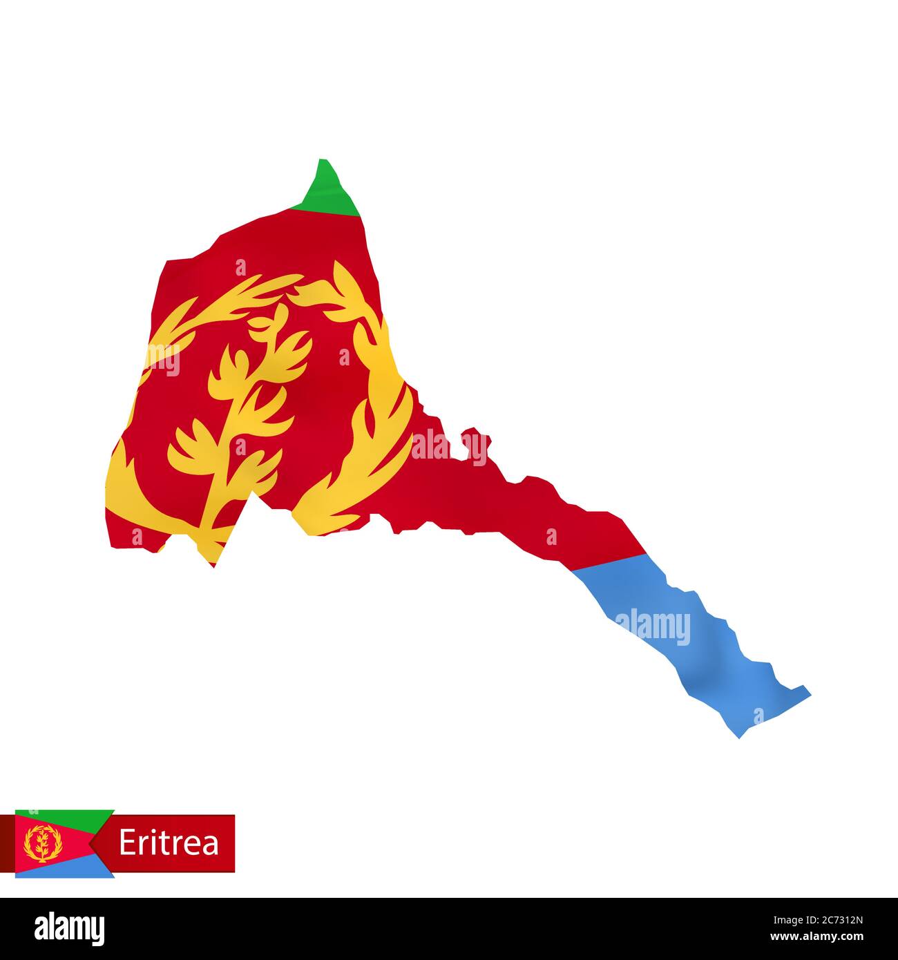 Eritrea map with waving flag of country. Vector illustration Stock Vector Image & Art - Alamy