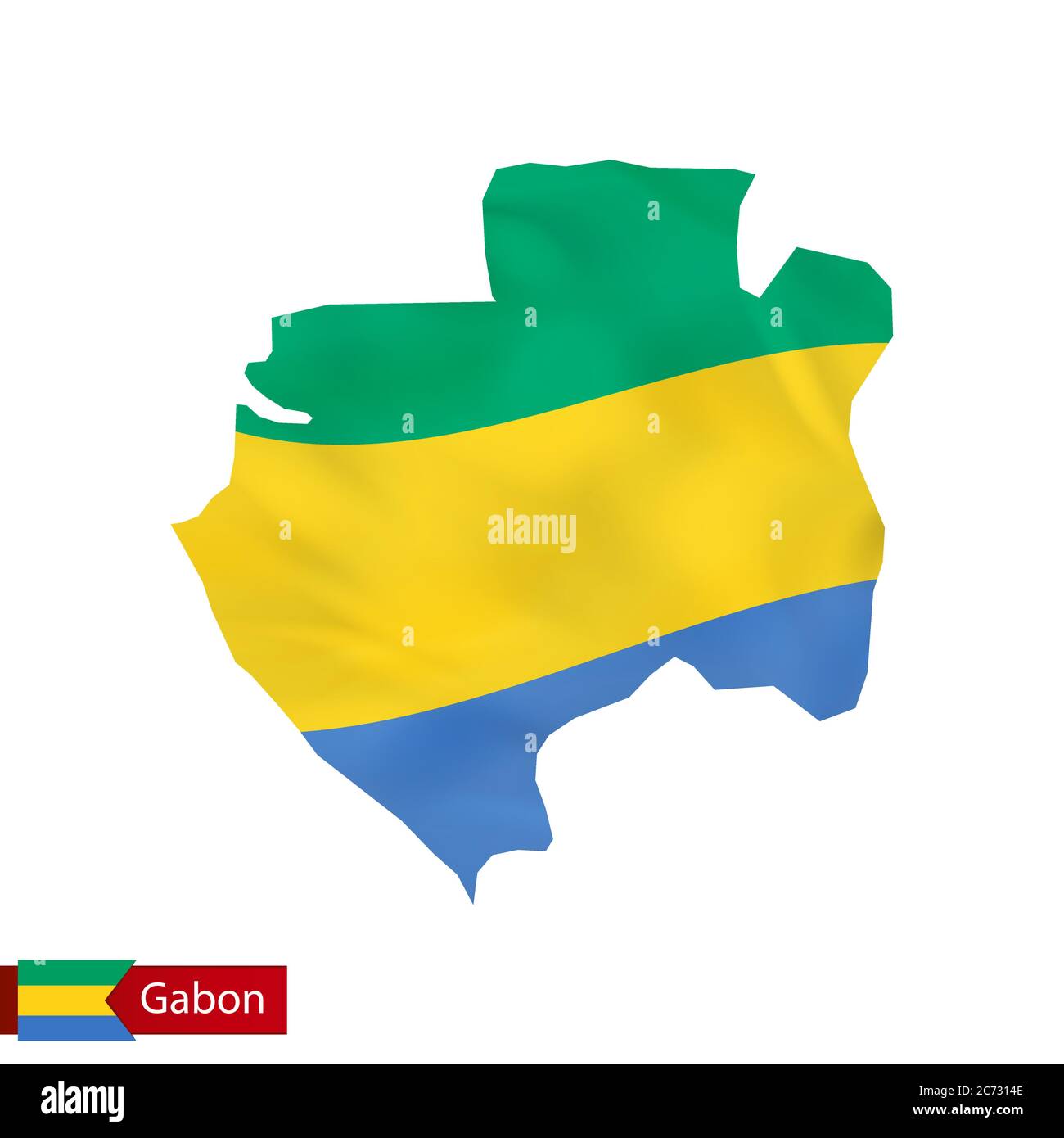 Gabon Map With Waving Flag Of Country Vector Illustration Stock Vector