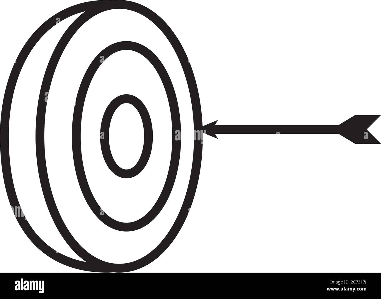 Arrow And Target Icon Over White Background Line Style Vector