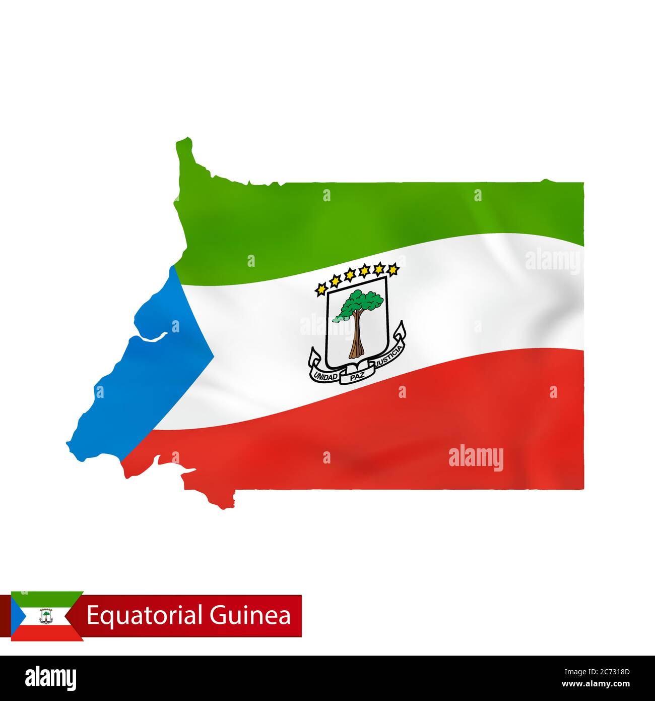 Equatorial Guinea map with waving flag of country. Vector illustration Stock Vector Image & Art ...