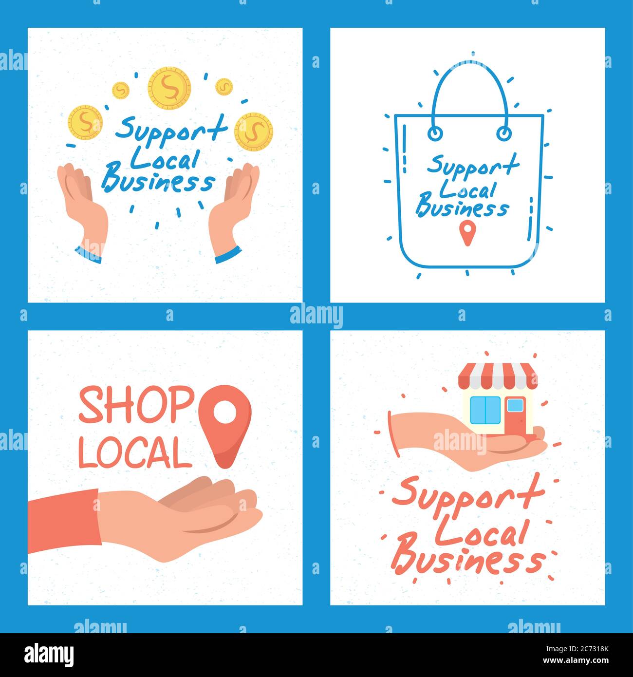 local shop campaign with letterings and set icons vector illustration ...