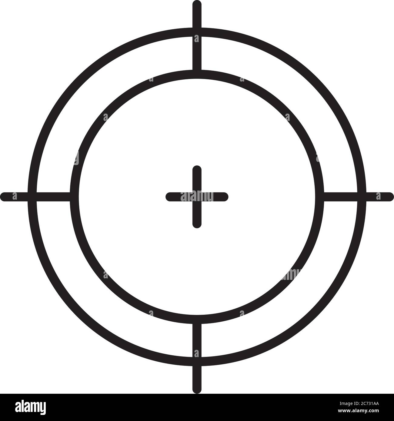 crosshair icon over white background, line style, vector illustration ...