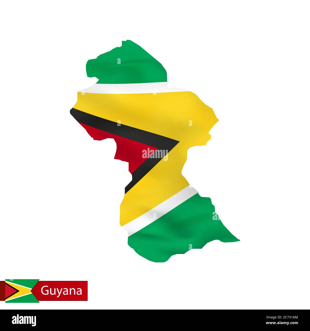 Guyana map with waving flag of country. Vector illustration Stock Vector Image & Art - Alamy