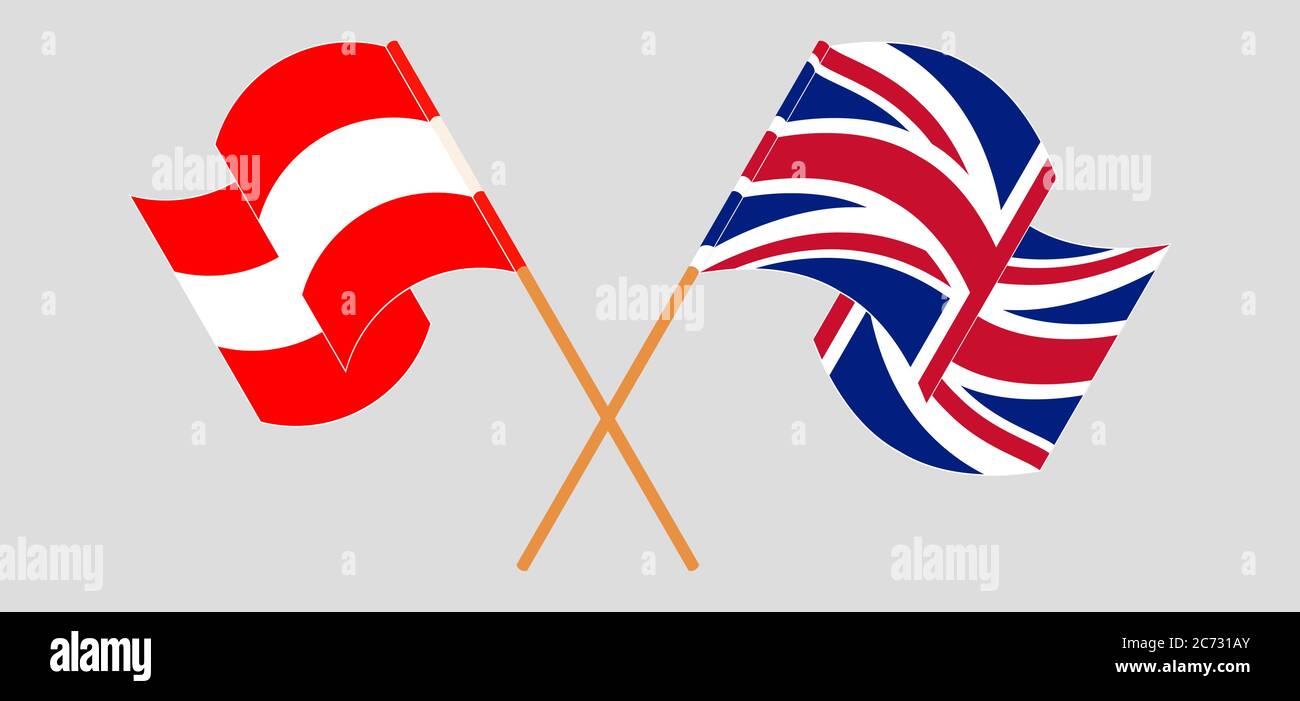 Crossed and waving flags of Austria and the UK. Vector illustration ...