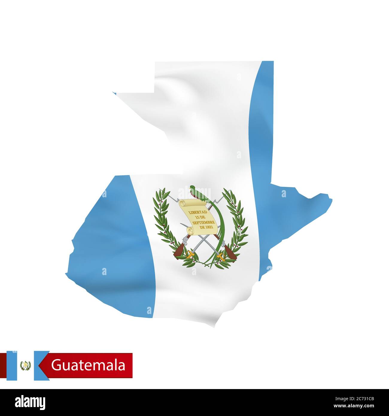 Guatemala map with waving flag of country. Vector illustration Stock ...