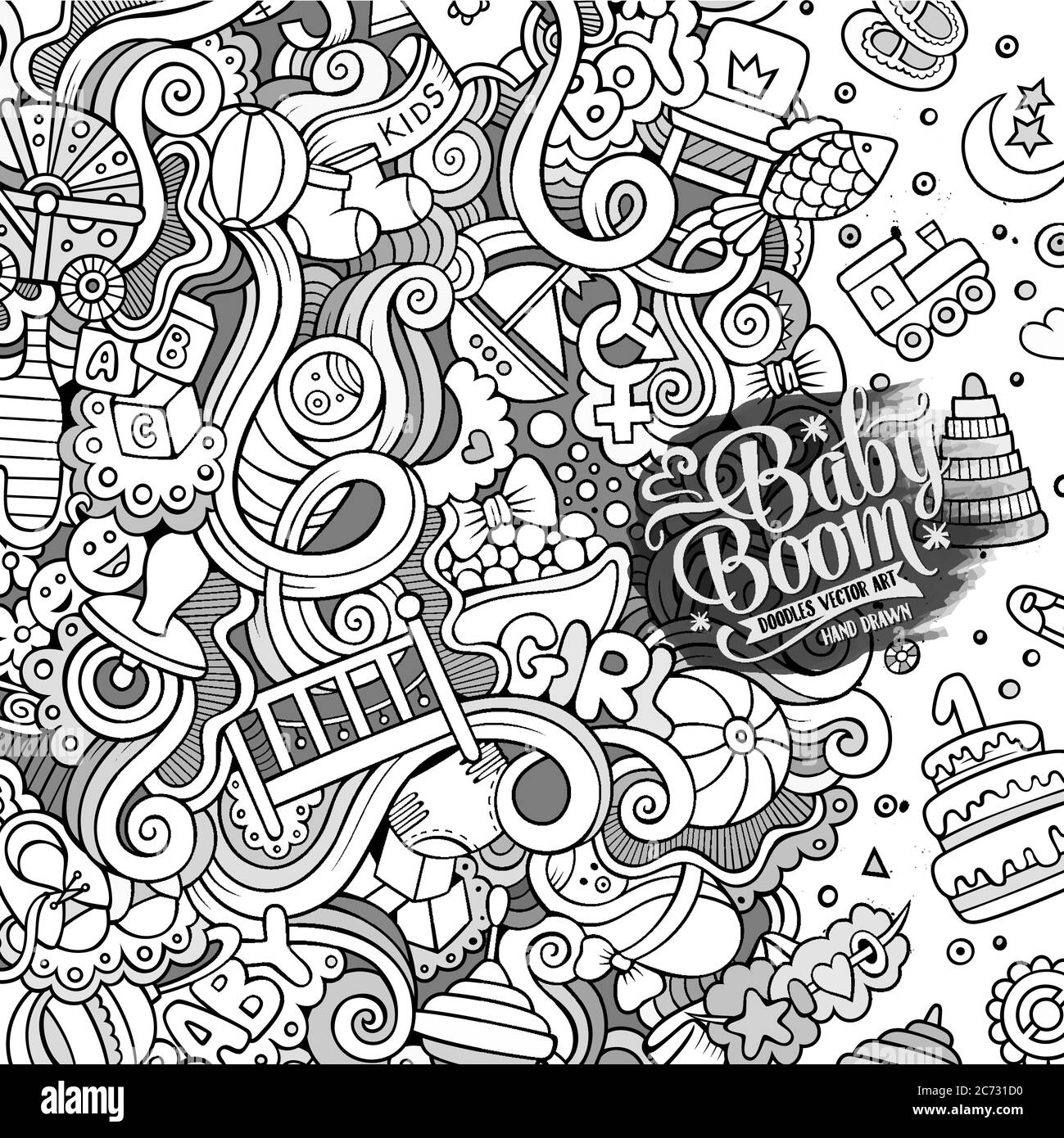 Cartoon vector doodles baby boom frame Stock Vector Image & Art - Alamy