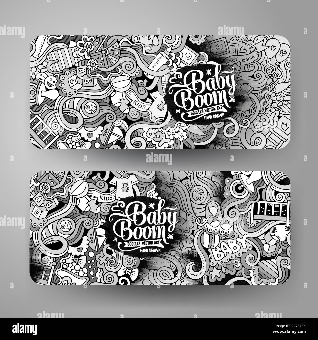 Cartoon vector doodles baby boom banners Stock Vector Image & Art - Alamy