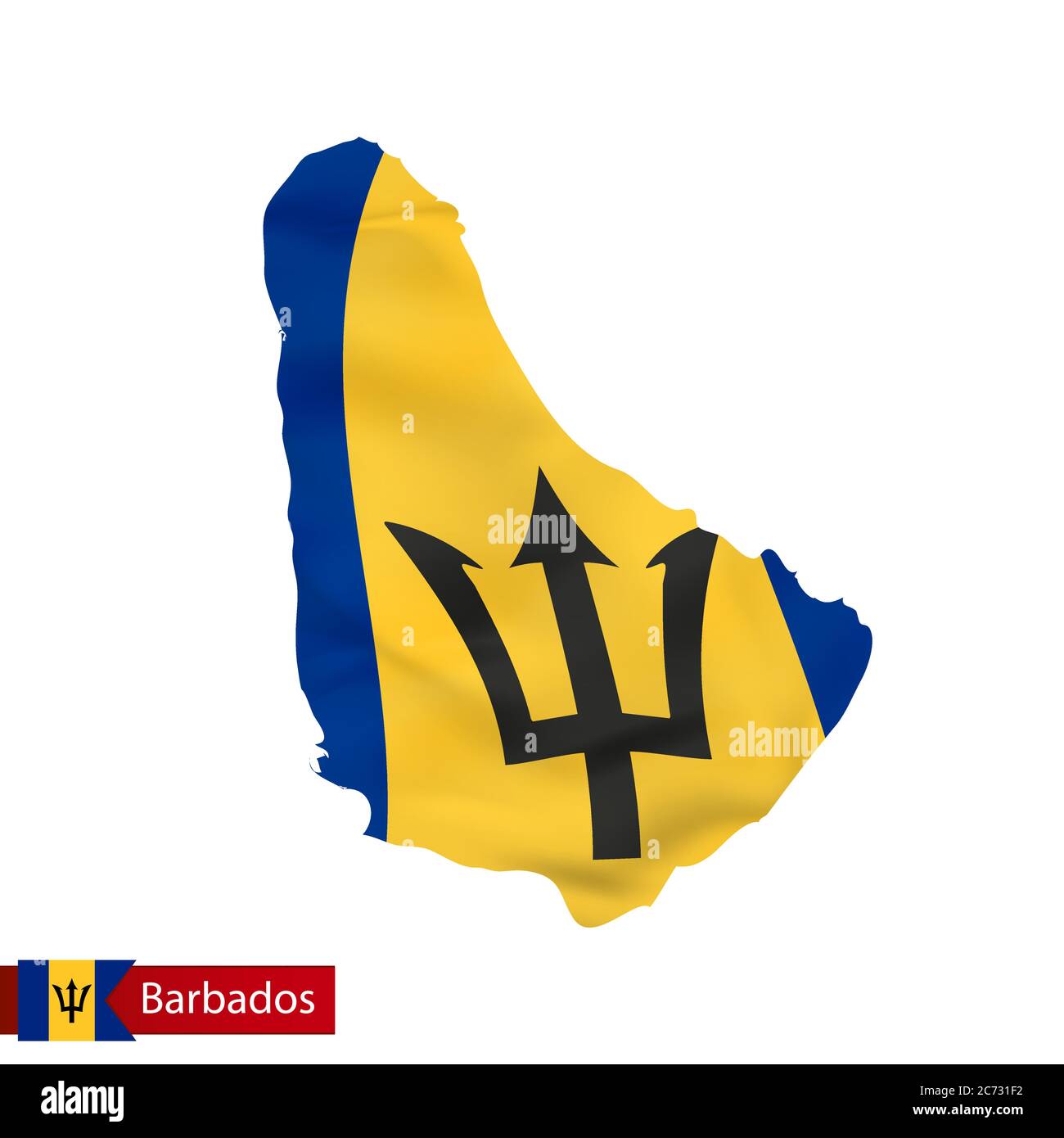 Barbados map with waving flag of country. Vector illustration Stock ...