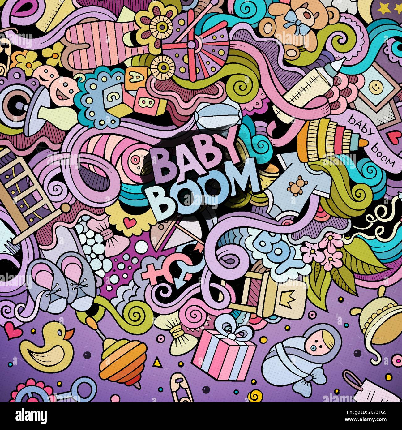 Cartoon vector doodles baby boom frame Stock Vector Image & Art - Alamy