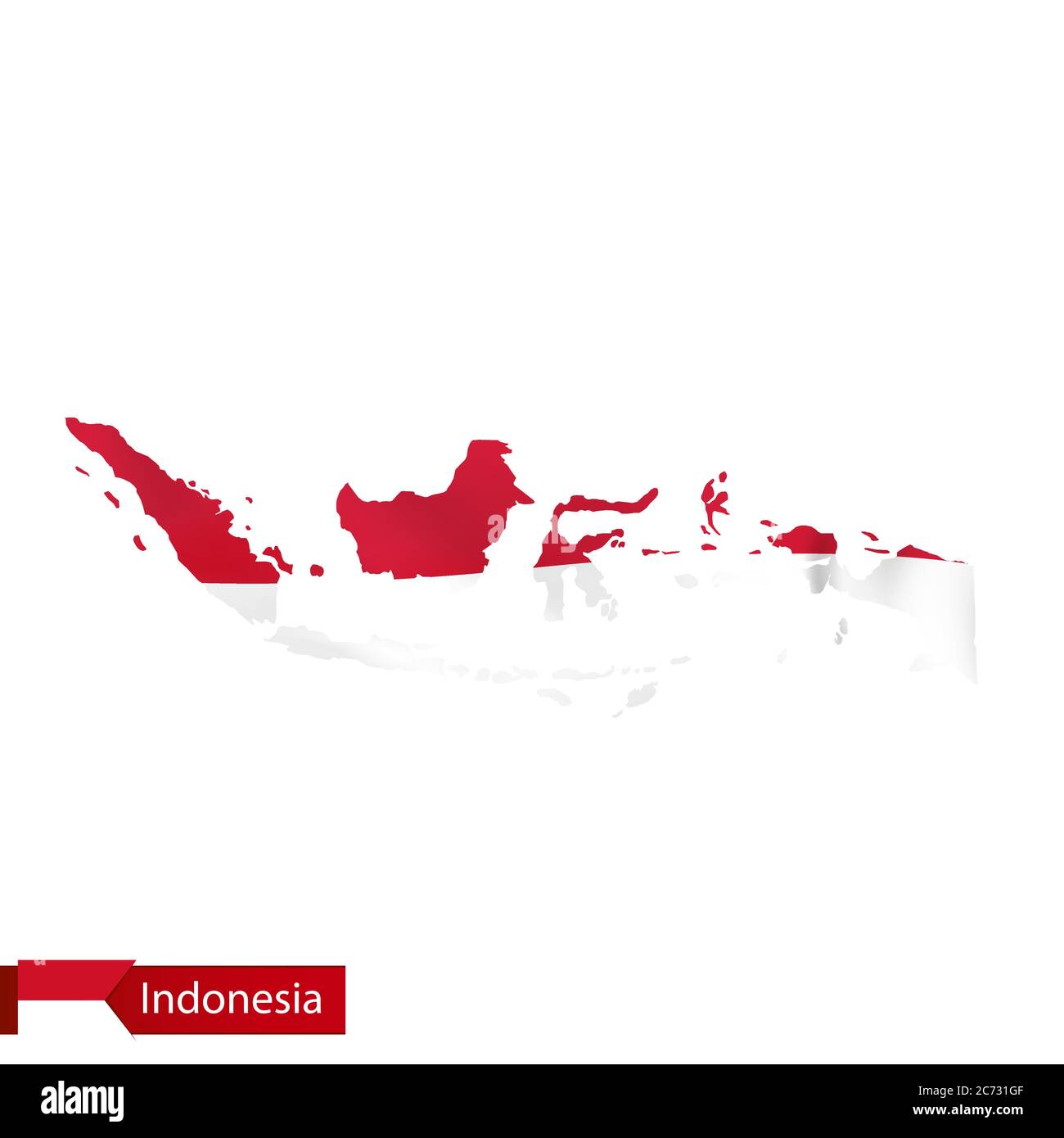 Indonesia map with waving flag of country. Vector illustration Stock ...