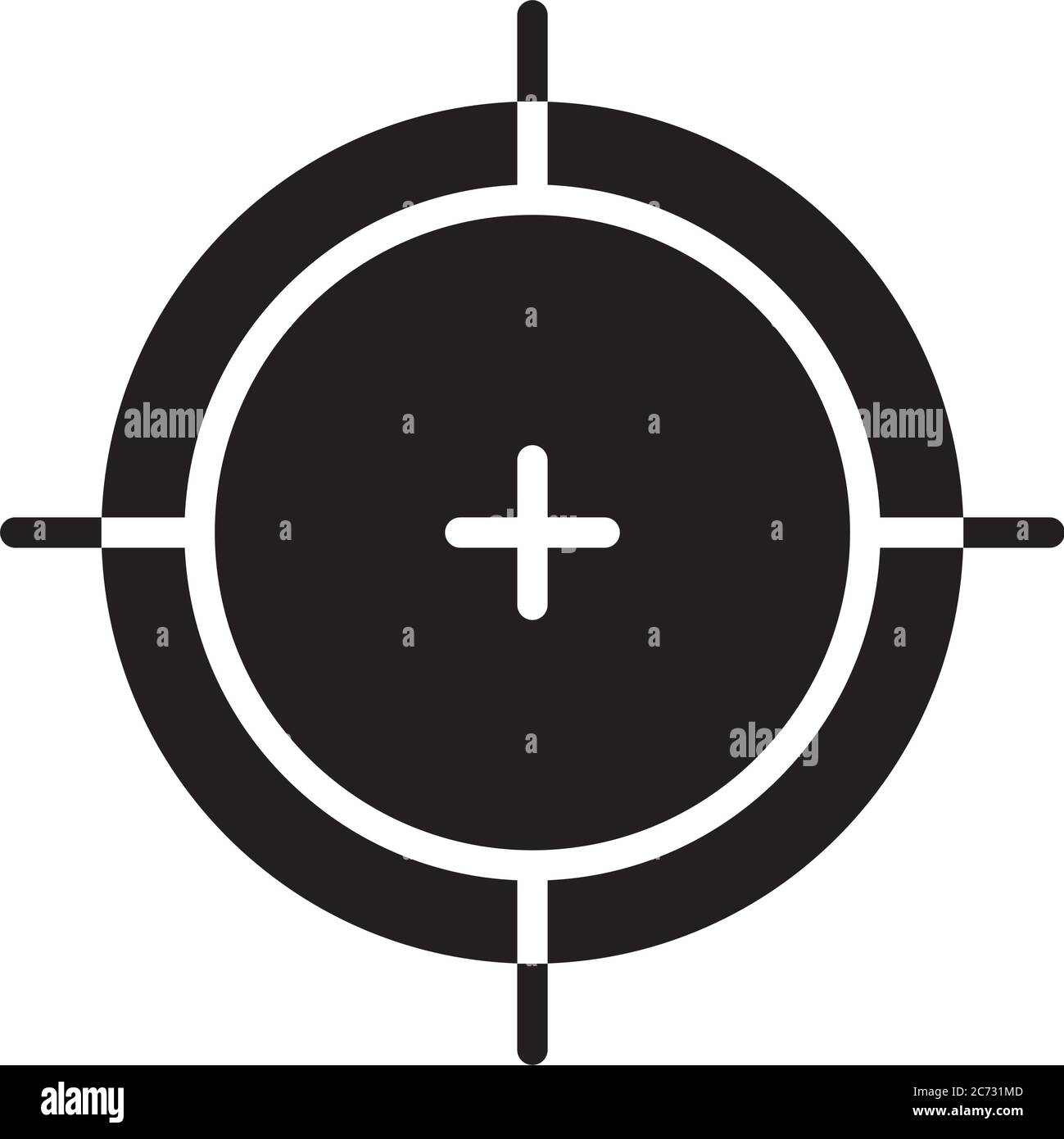 crosshair icon over white background, silhouette style, vector ...