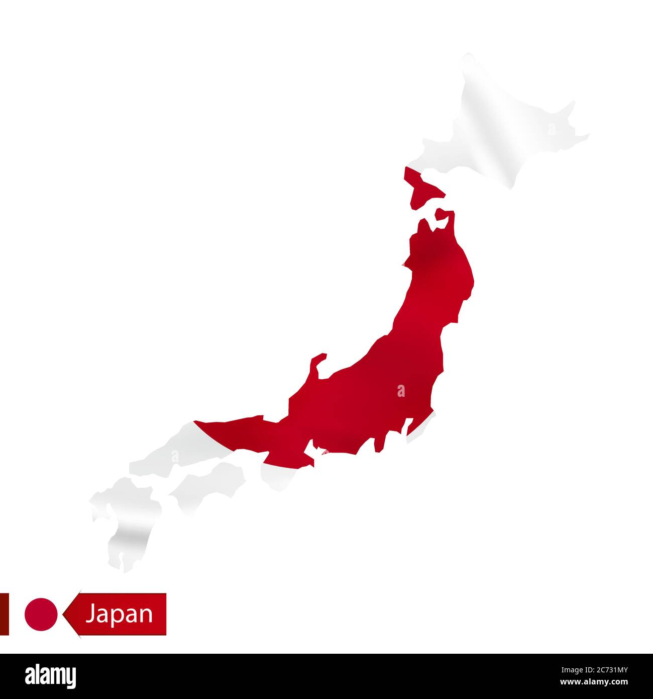 Japan map with waving flag of country. Vector illustration Stock Vector ...