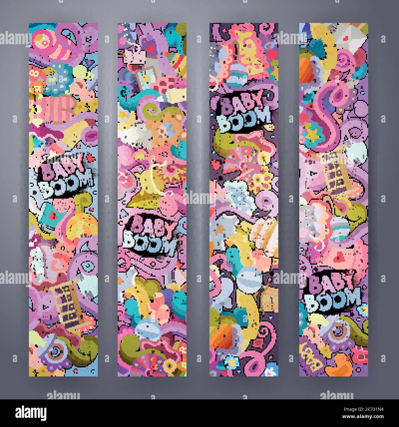 Cartoon vector doodles baby boom banners Stock Vector Image & Art - Alamy