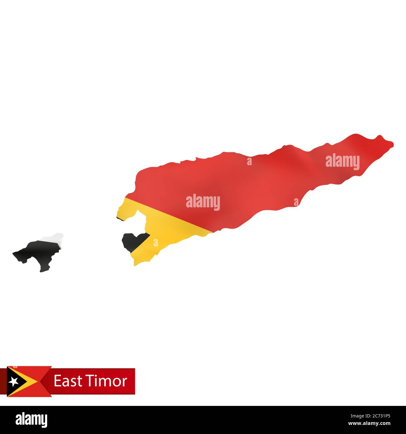 East Timor map with waving flag of country. Vector illustration Stock ...
