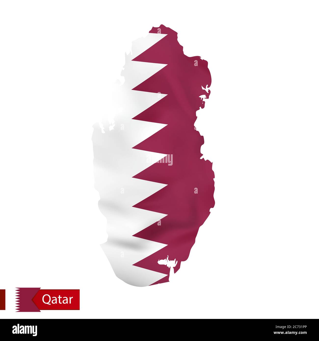 Qatar map with waving flag of country. Vector illustration Stock Vector ...