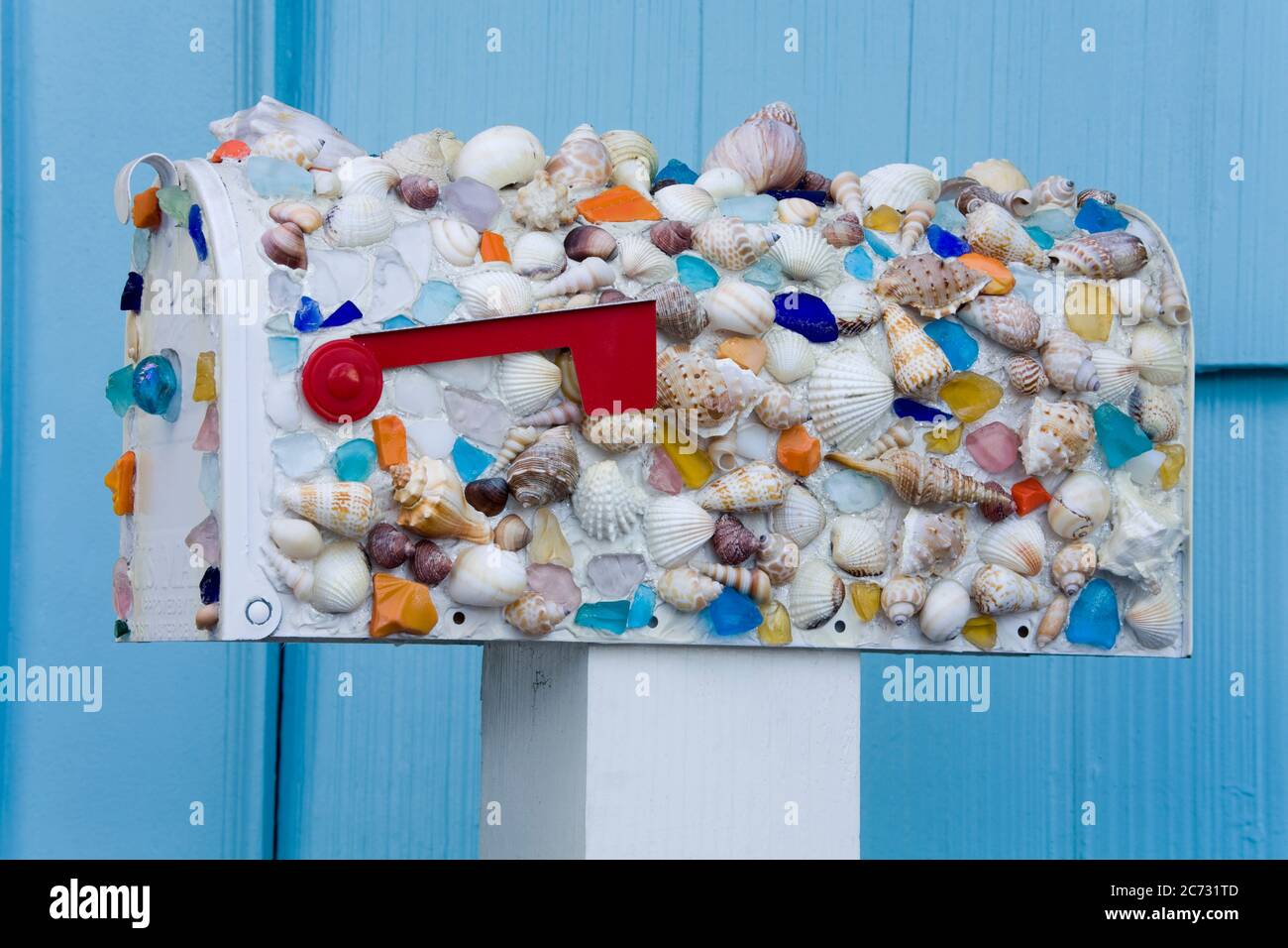Shell covered mailbox on Balboa Island,Newport Beach, Orange County ...