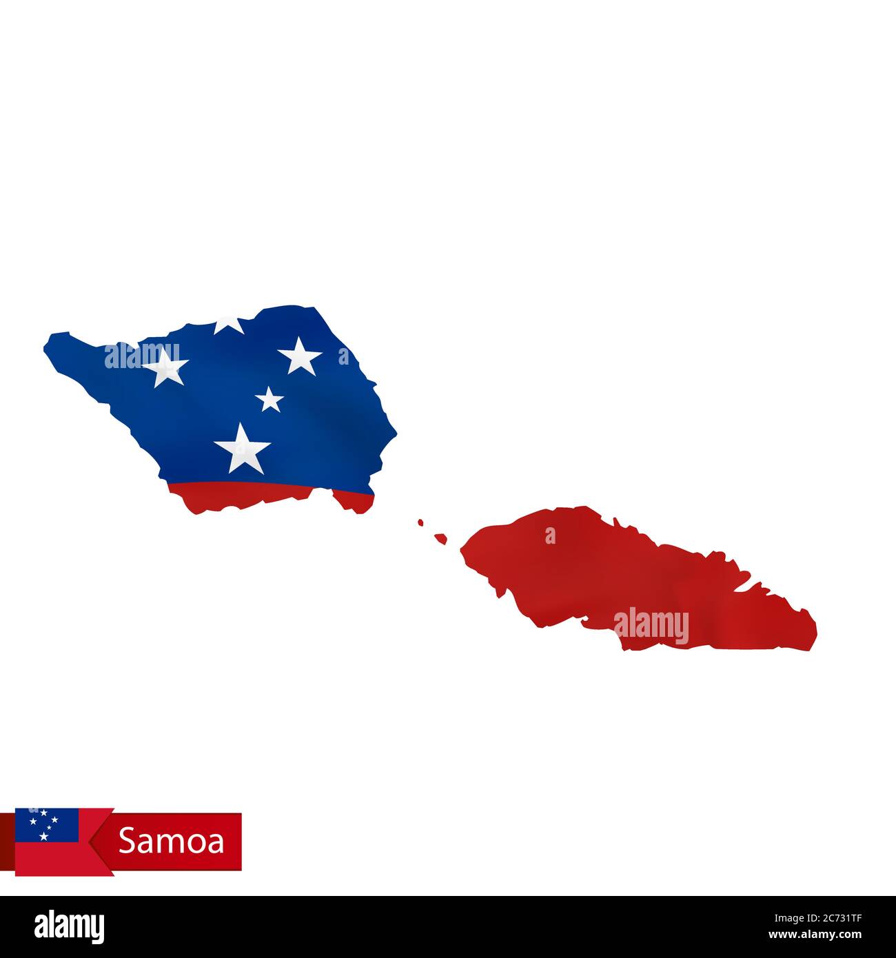 Samoa map with waving flag of country. Vector illustration Stock Vector ...