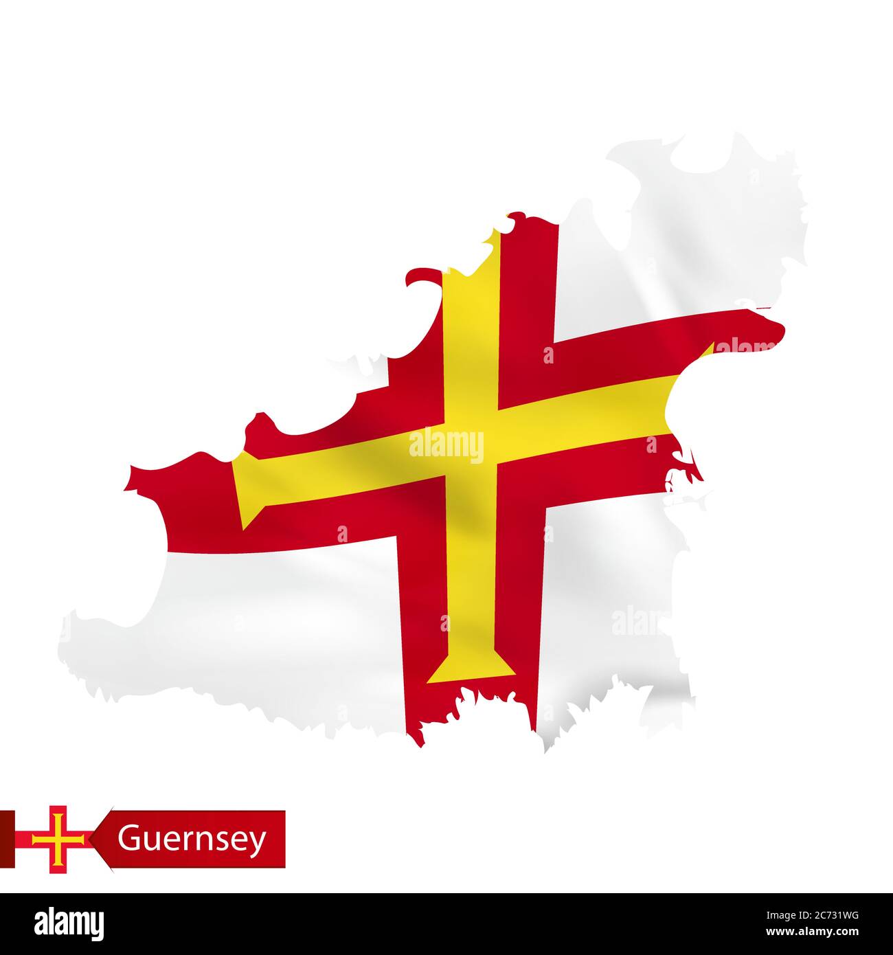 Guernsey map with waving flag of country. Vector illustration Stock ...
