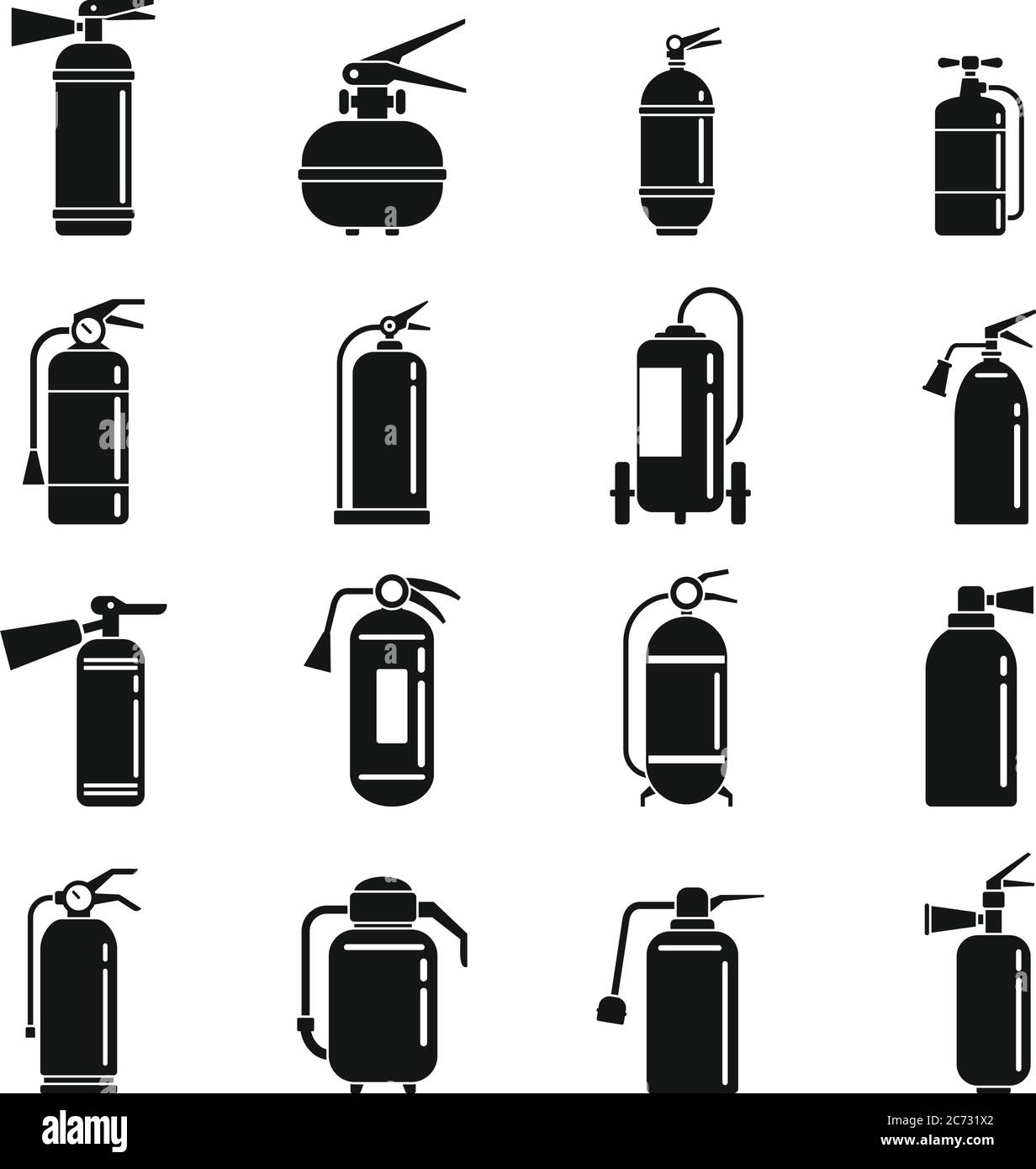 Industrial fire extinguisher icons set. Simple set of industrial fire ...