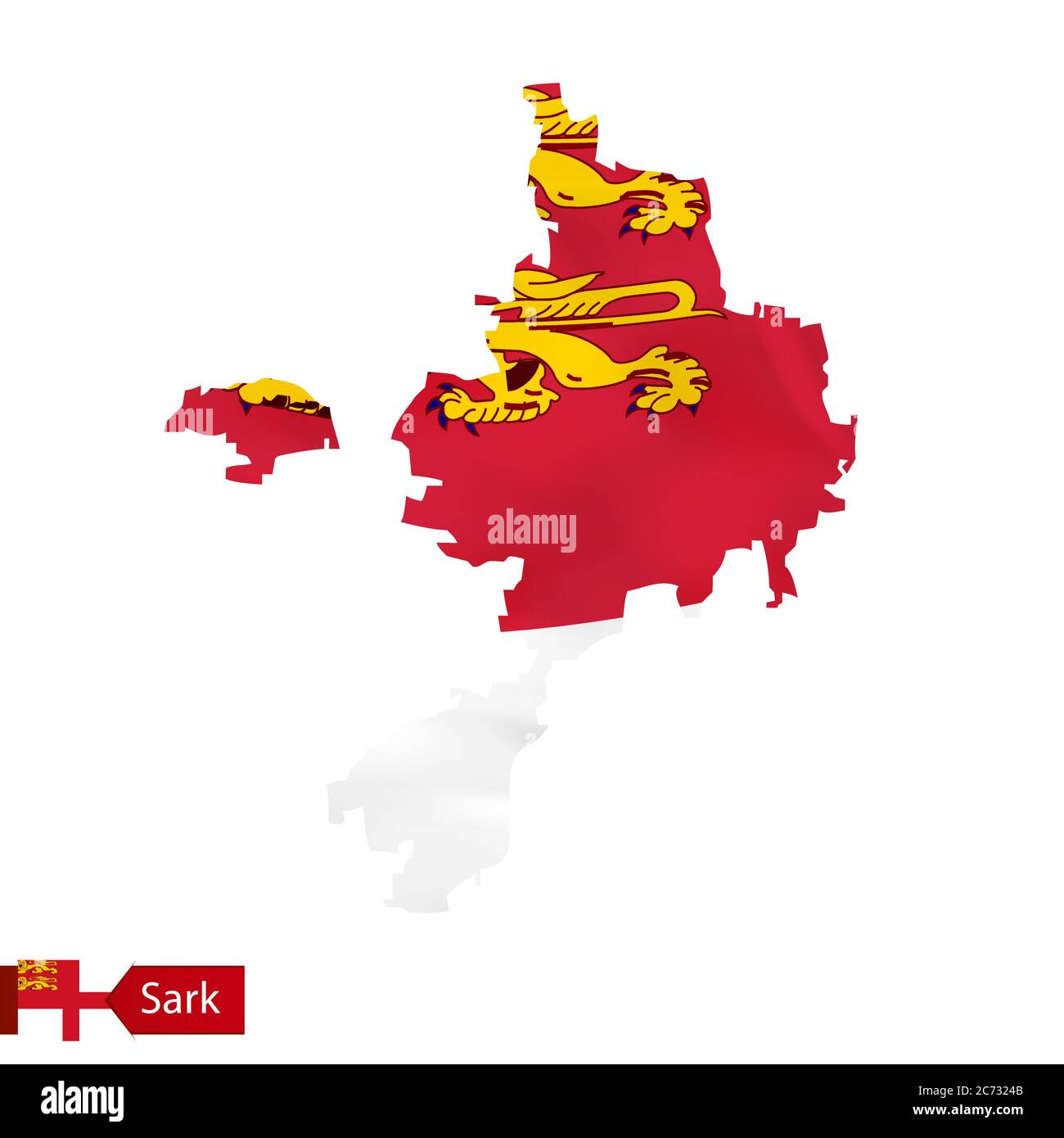 Sark map with waving flag of country. Vector illustration Stock Vector ...