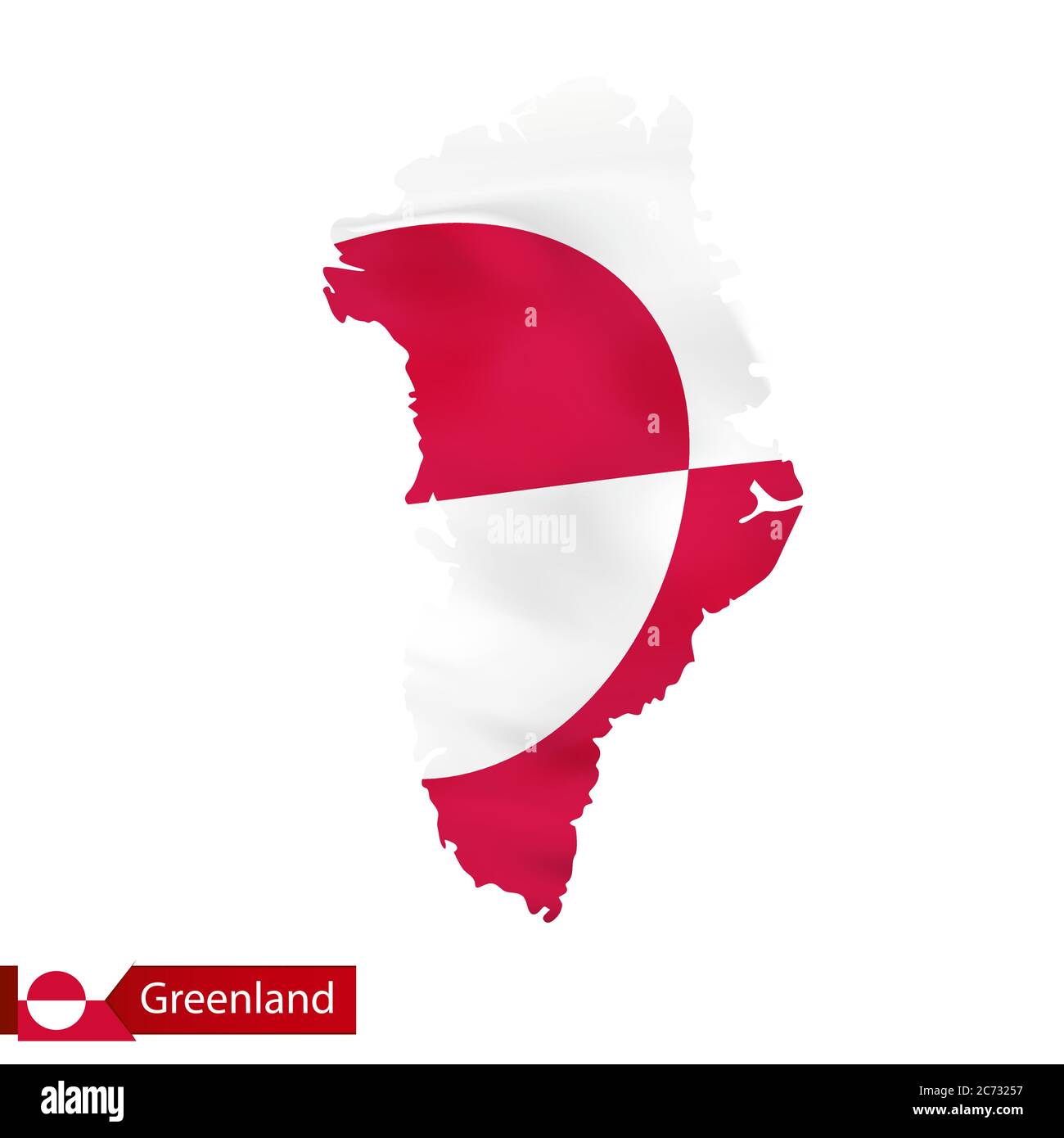 Greenland map with waving flag of country. Vector illustration Stock ...