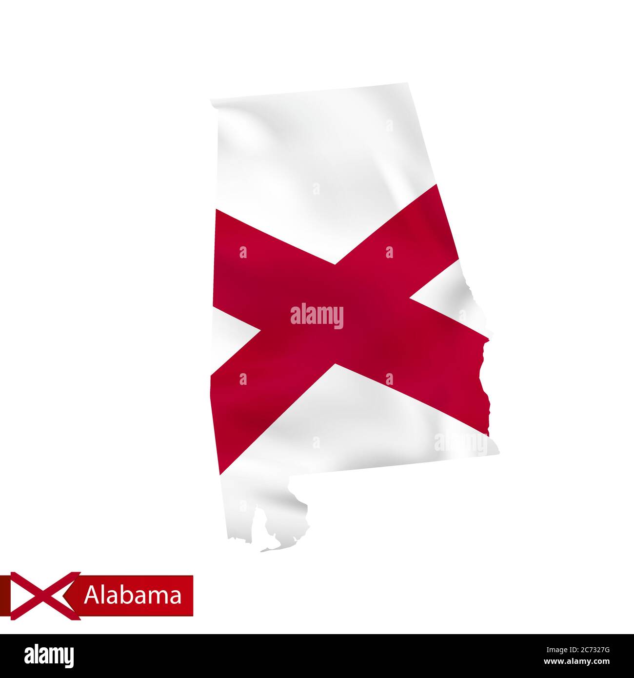 Alabama state map with waving flag of US State. Vector illustration ...