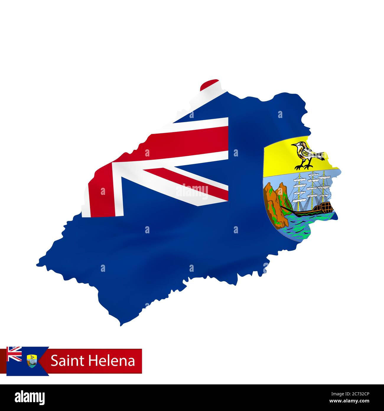 Saint Helena map with waving flag of country. Vector illustration Stock ...