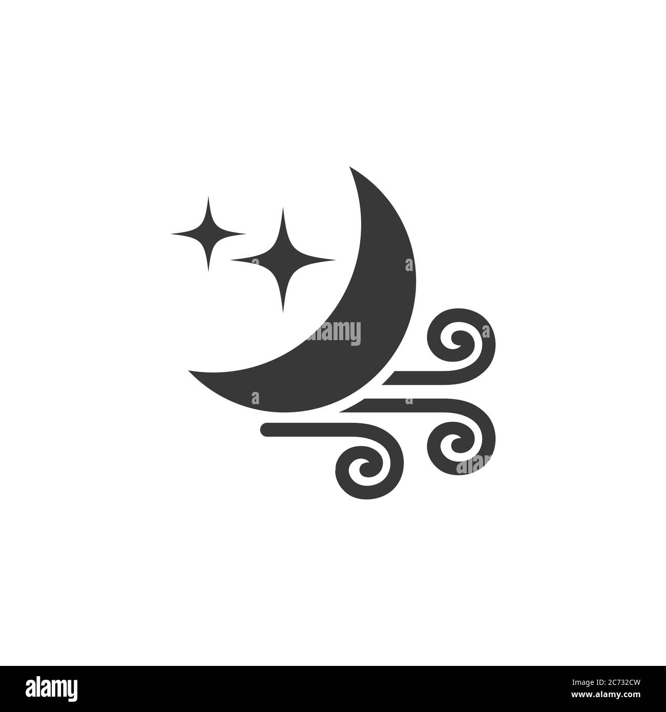 Wind and moon. Isolated icon. Weather glyph vector illustration Stock ...